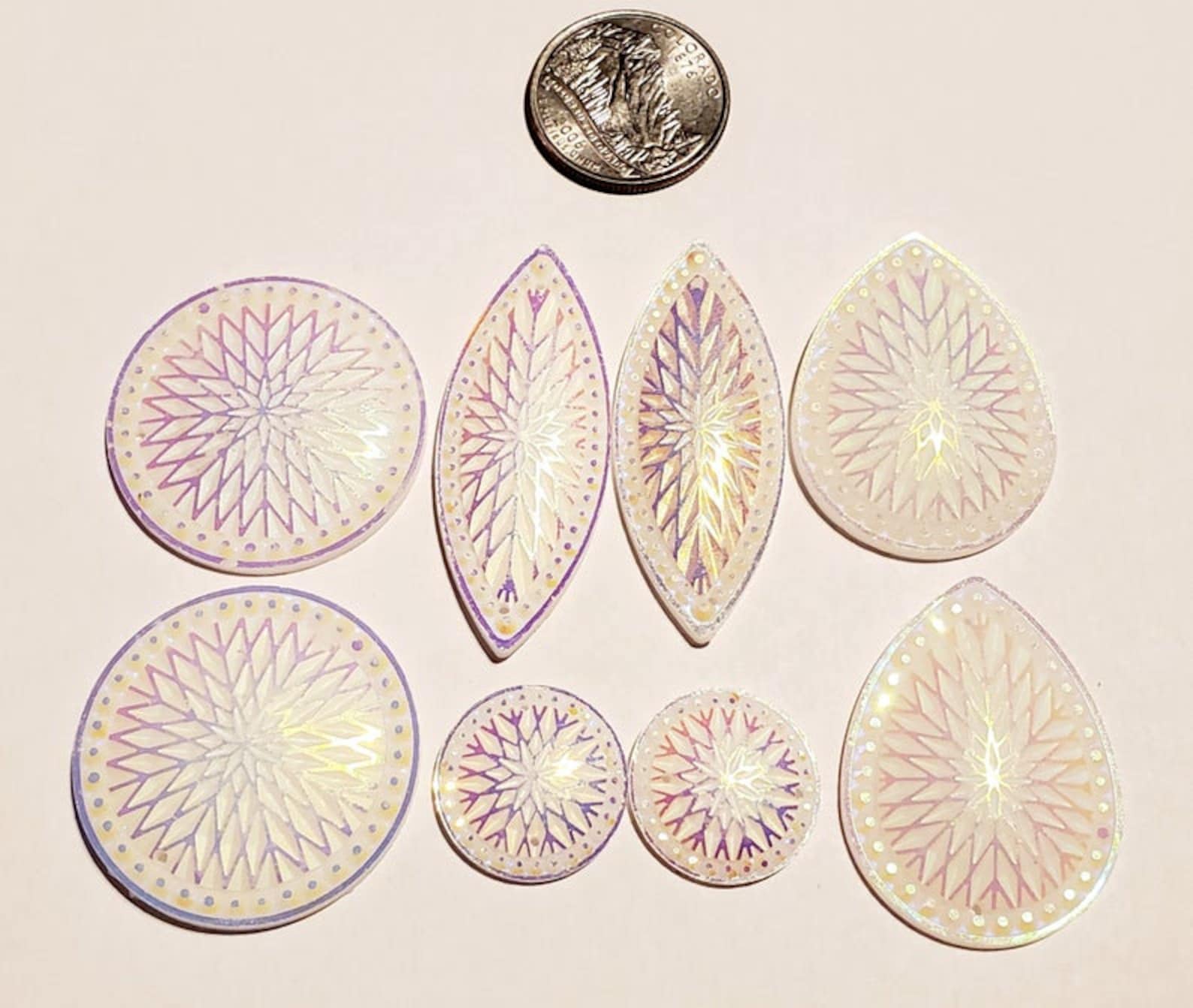 Assorted Set of 4 Pair of Cabochons/acrylic Centers/native American ...