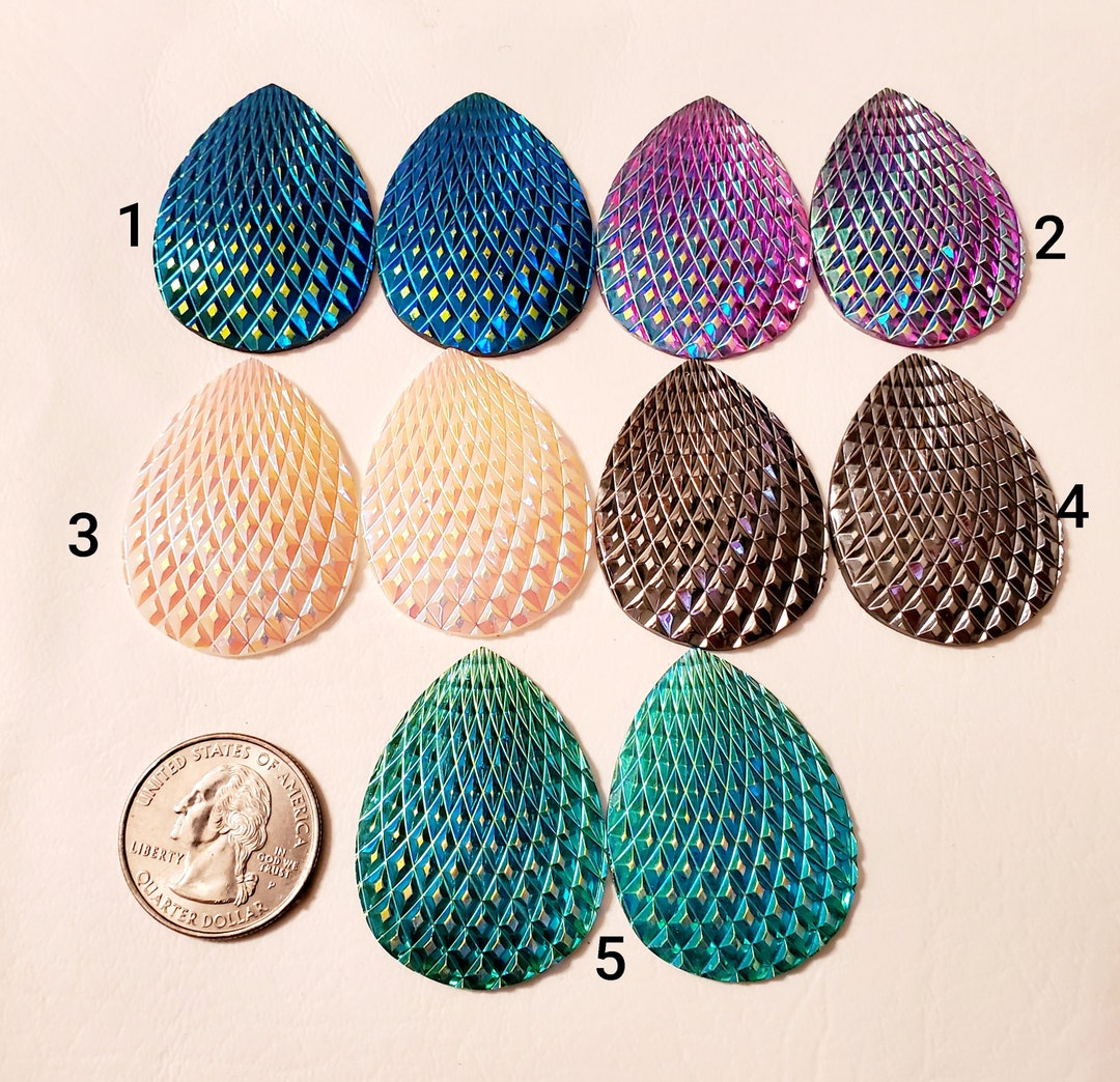 Pair of Beautiful Large Teardrop Cabochons/beading Supplies/acrylic ...
