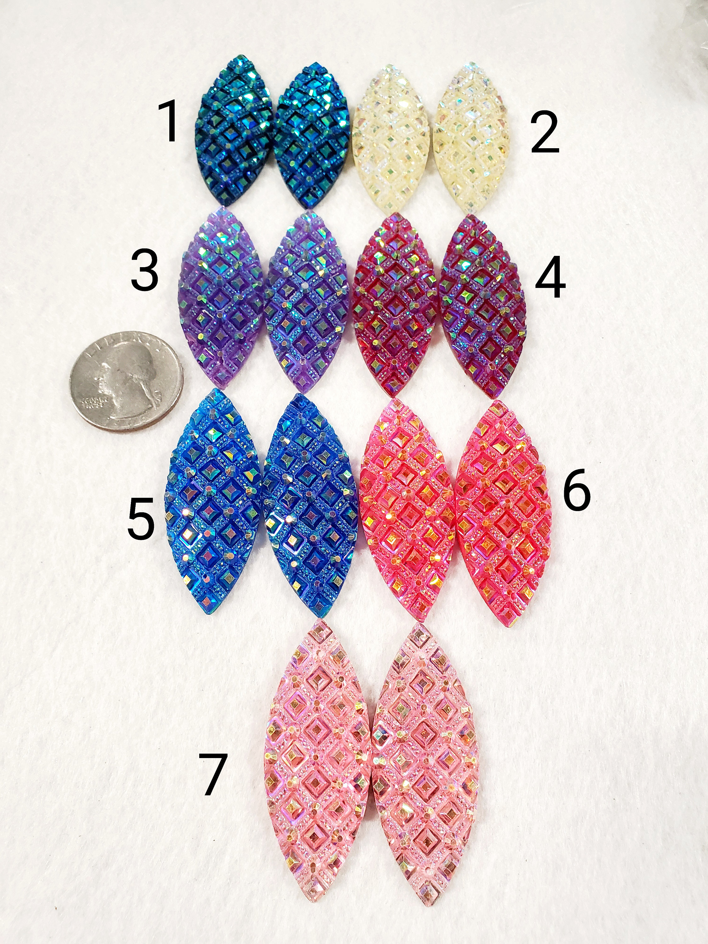 Beautiful Pair of Acrylic Cabochons/Resin Centers/Beading | Etsy