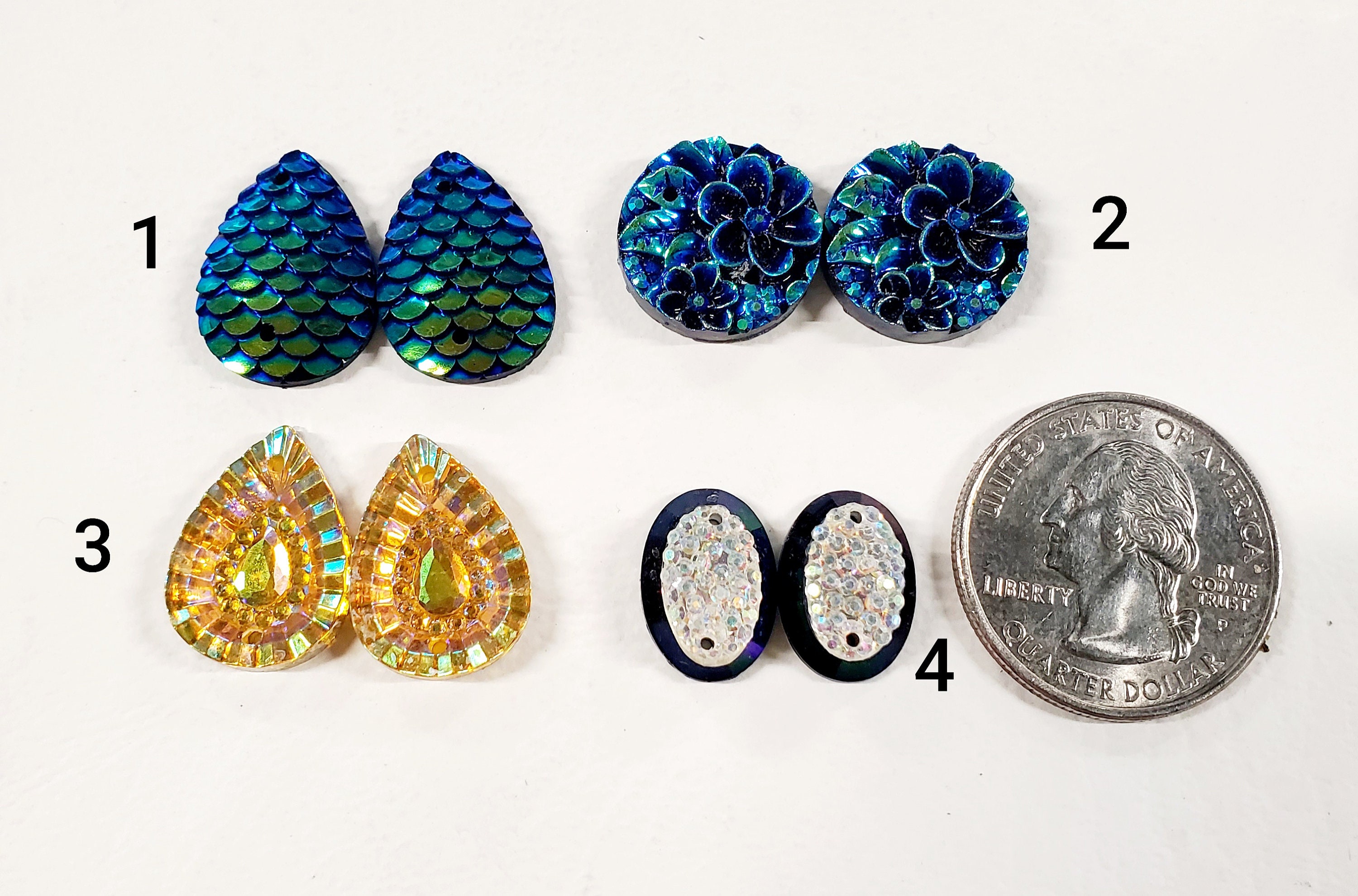 Pair of Acrylic Cabochons/Resin Centers/Gems/Beading | Etsy