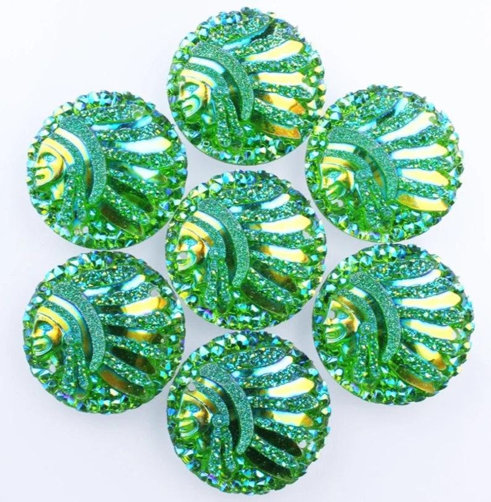 Pair of 25mm Round Indian Head Cabs/resin Beading - Etsy