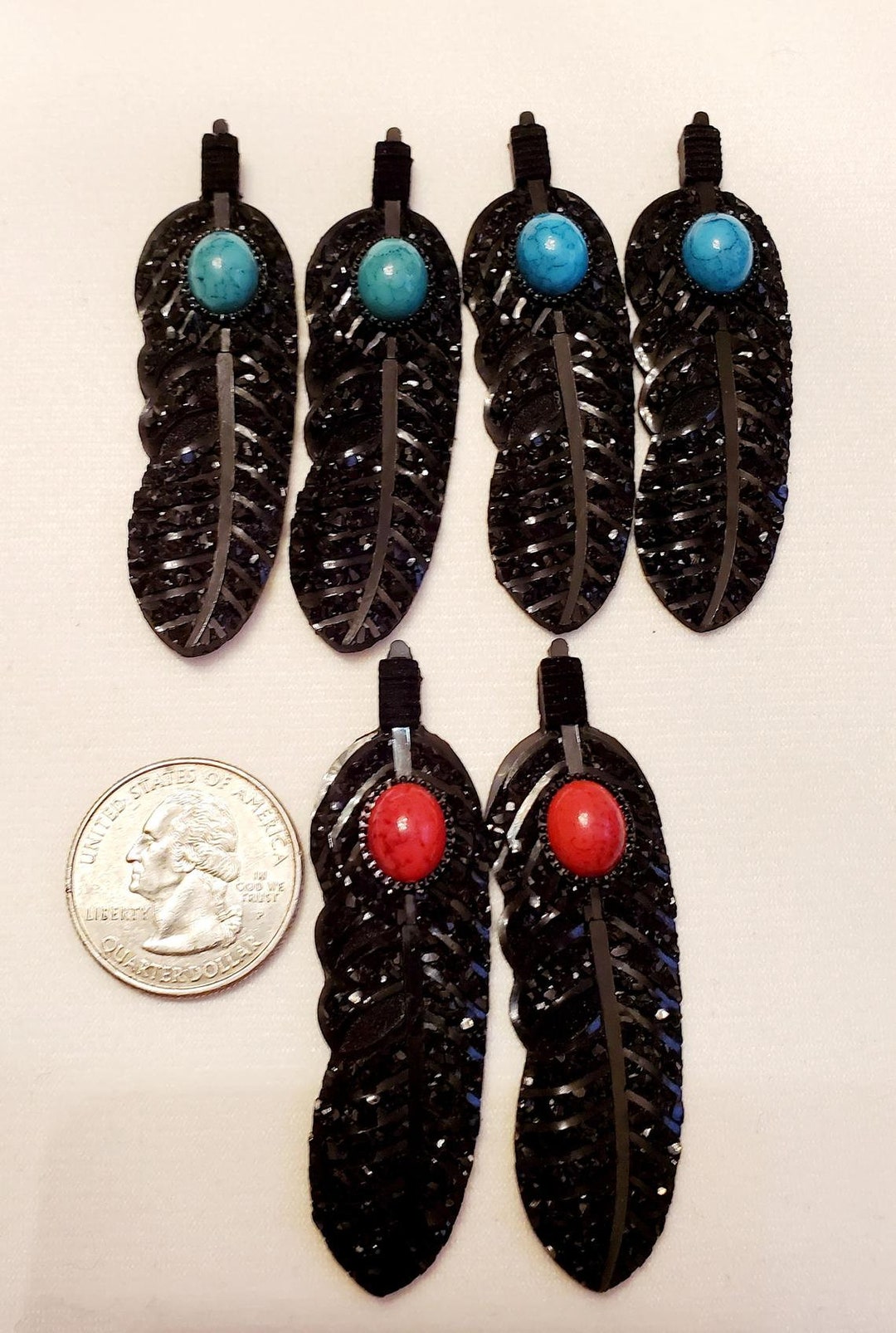 Beautiful Native American Black Feather Resin Cabochons/ Beading ...