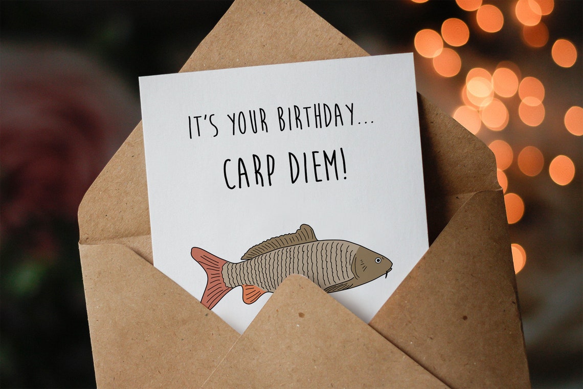 Funny Fishing Birthday Card Fishing Themed Carp Diem Seize - Etsy UK