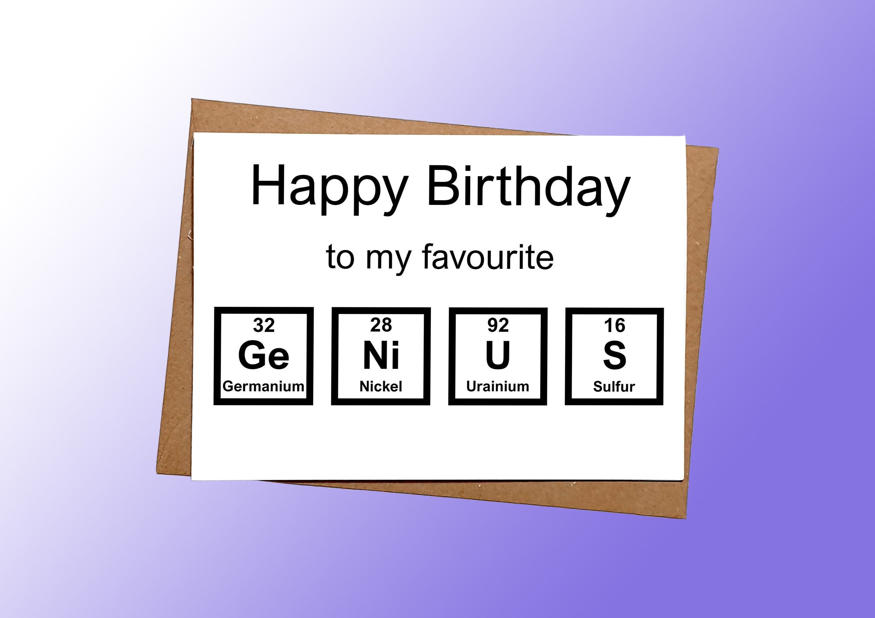 Science Birthday Card Chemical Symbol Birthday Card To | Etsy