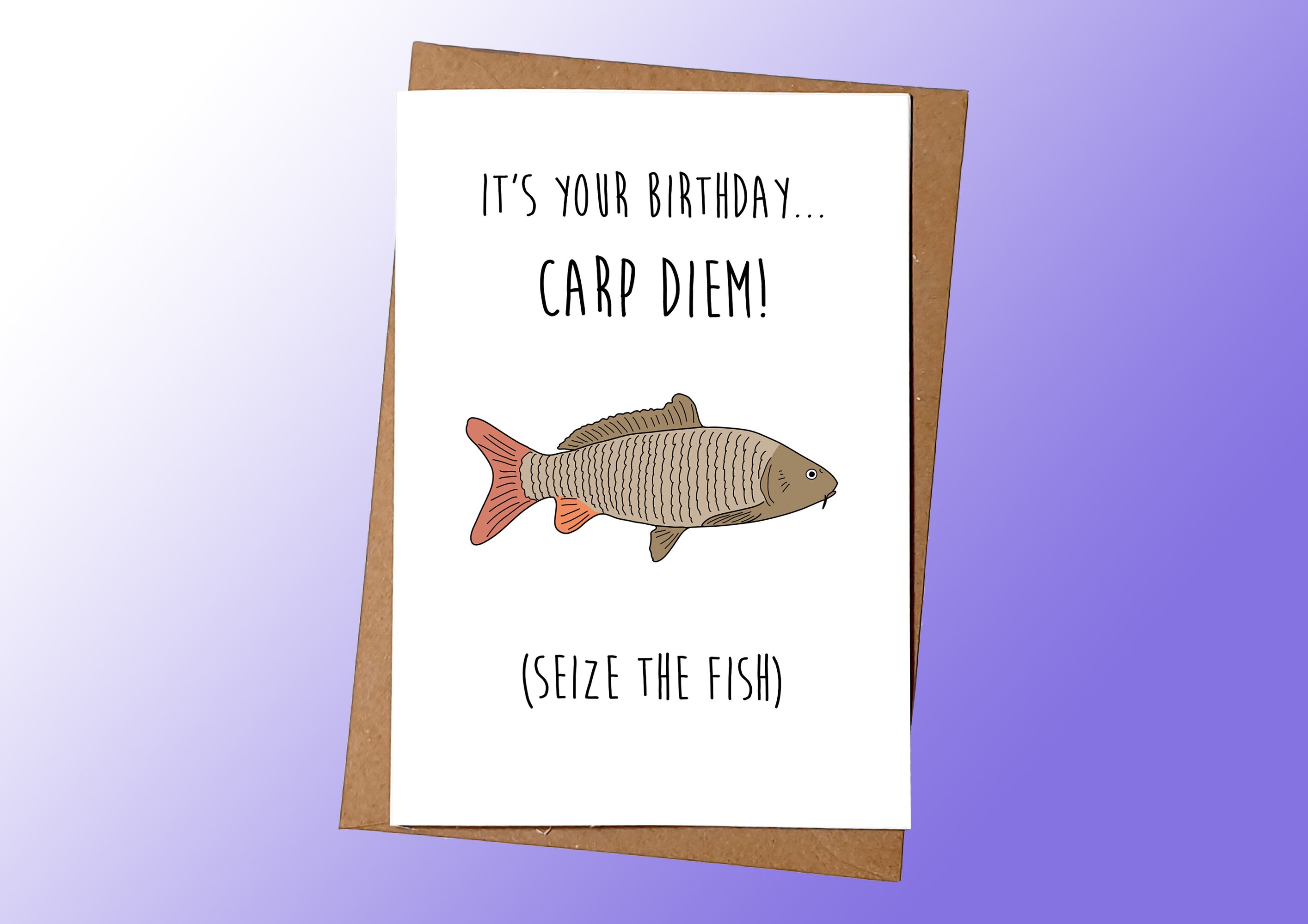 Funny Fishing Birthday Card Fishing Themed Carp Diem Seize | Etsy