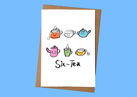 60th Birthday Card Funny Pun Card six-tea - Etsy Hong Kong