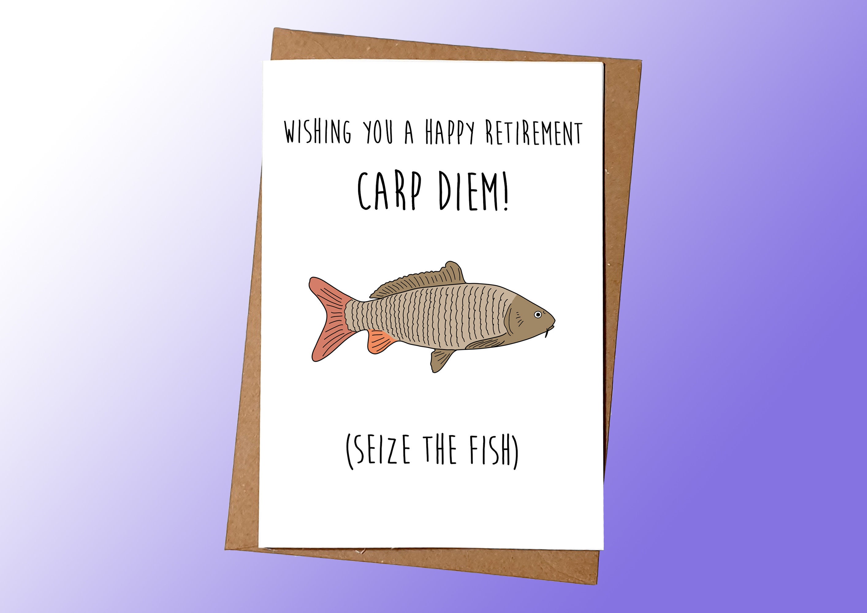 Funny Fishing Retirement Card Happy Retirement Carp Diem | Etsy
