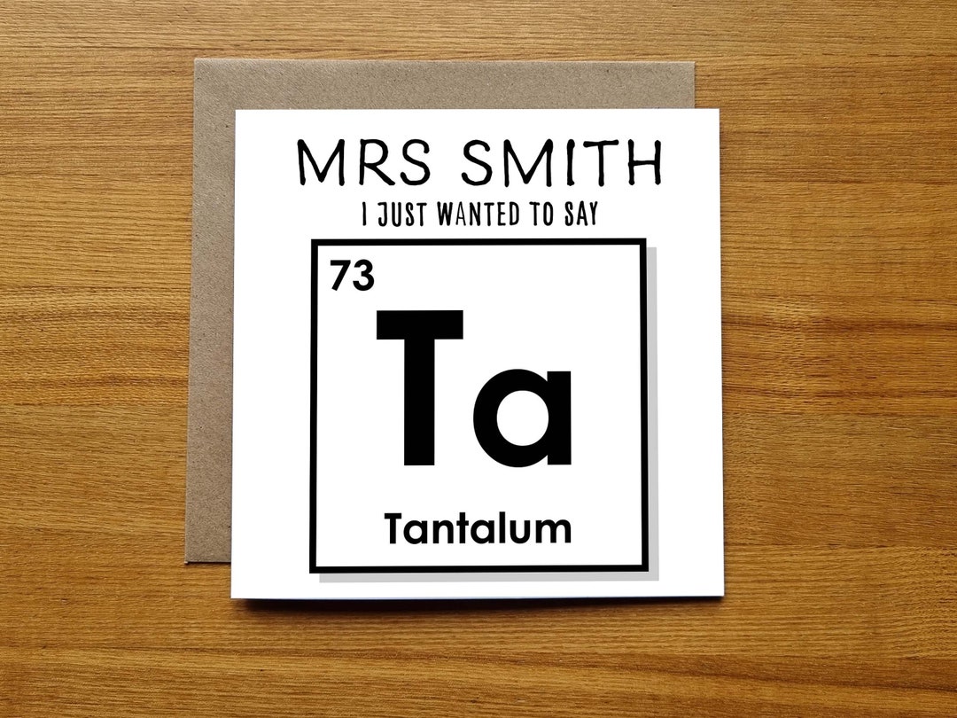Thank You Card for Science Teacher Personalised Thank You Card for ...