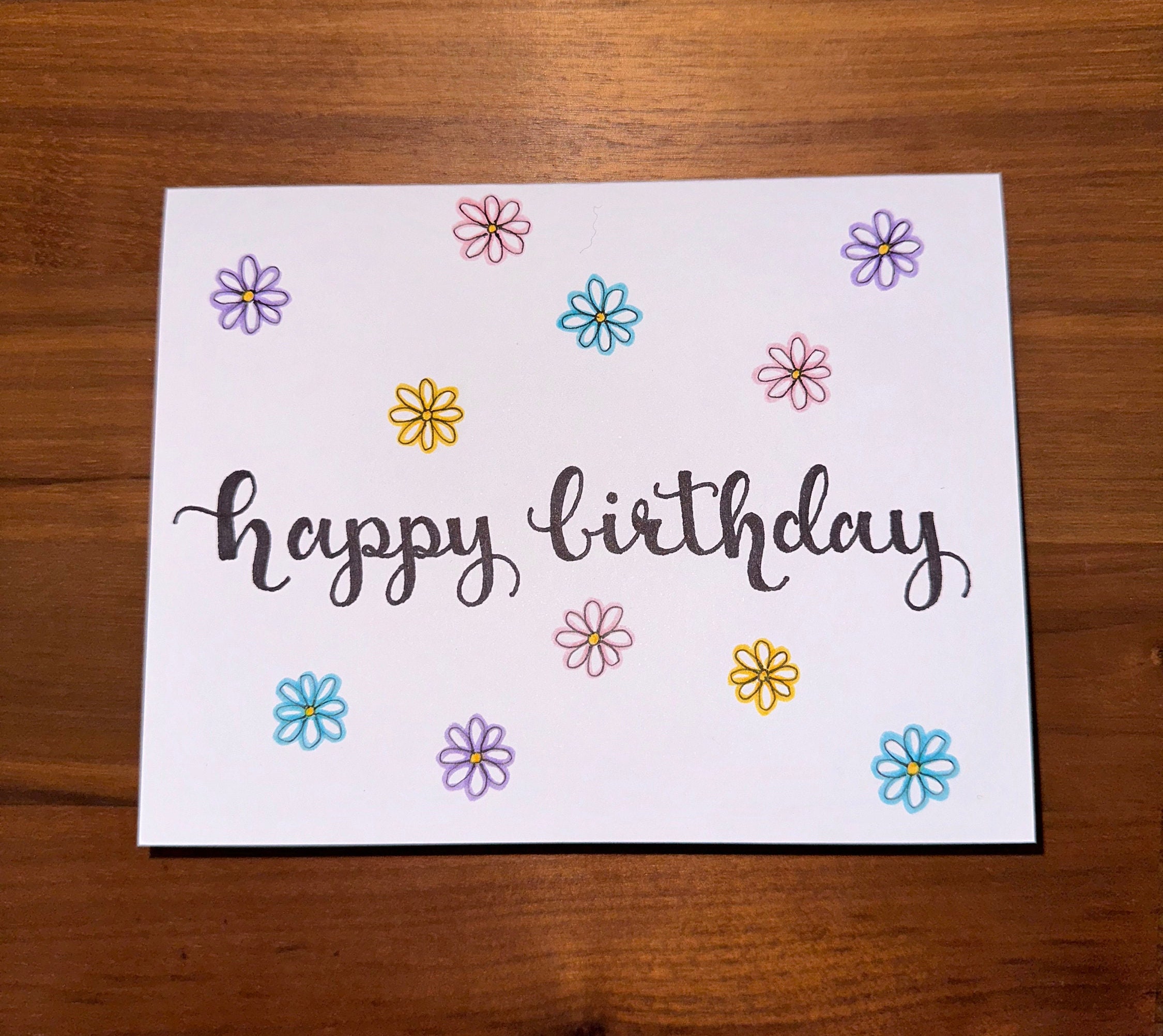 Happy Birthday Greeting Card | Hand Drawn With Personalized Envelope ...
