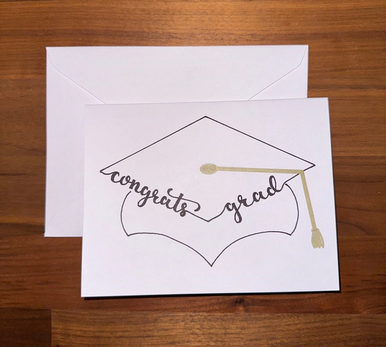 Congrats Grad Card | Hand Drawn With Personalized Envelope — Blank ...