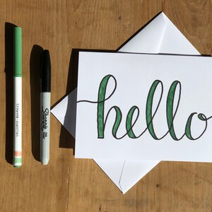 Hello Greeting Card Hand Drawn With Personalized Envelope - Etsy