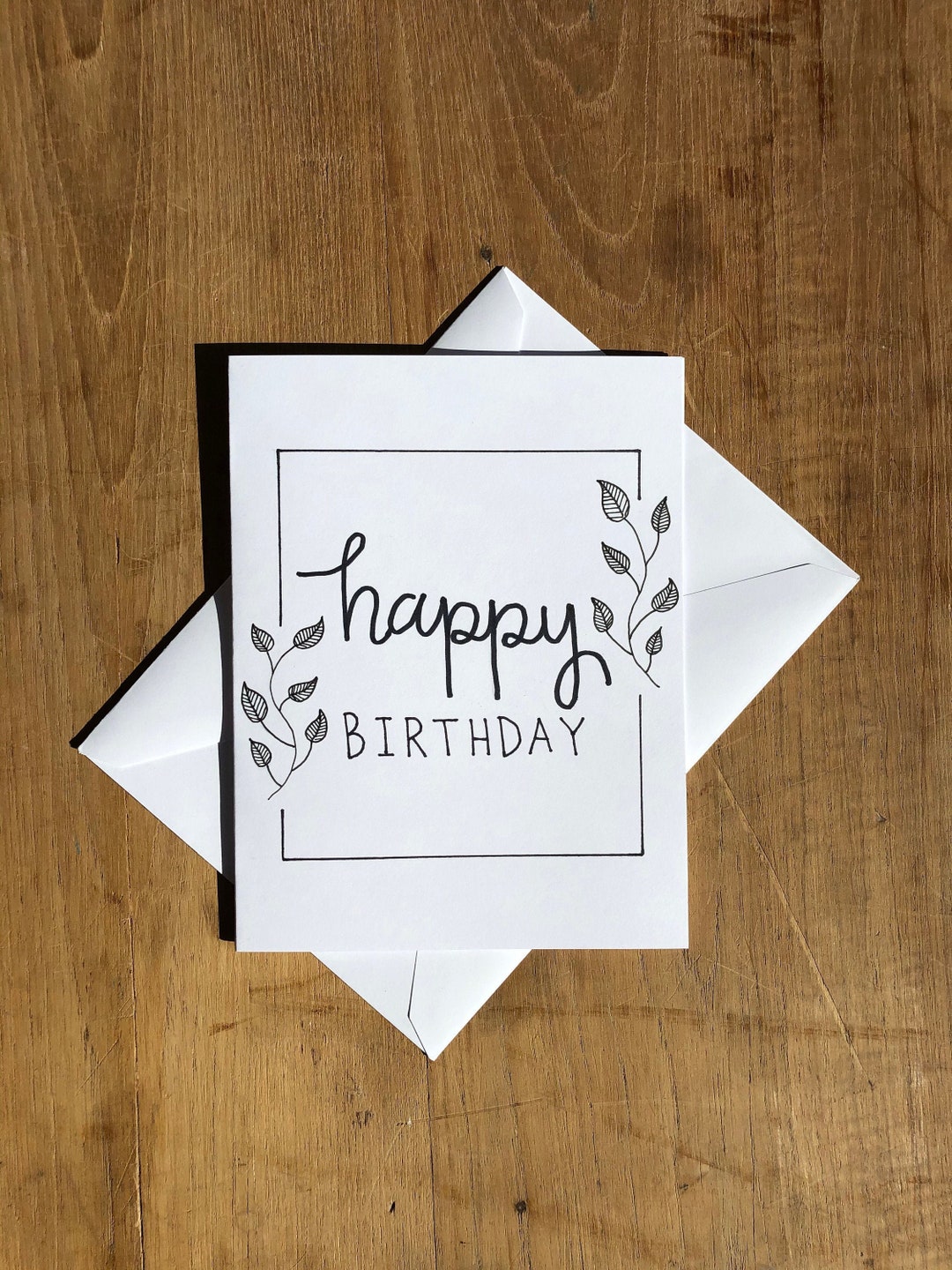 Happy Birthday Card | Hand Drawn With Personalized Envelope — Cursive ...