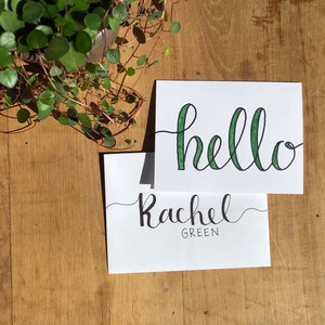 Hello Greeting Card Hand Drawn With Personalized Envelope - Etsy