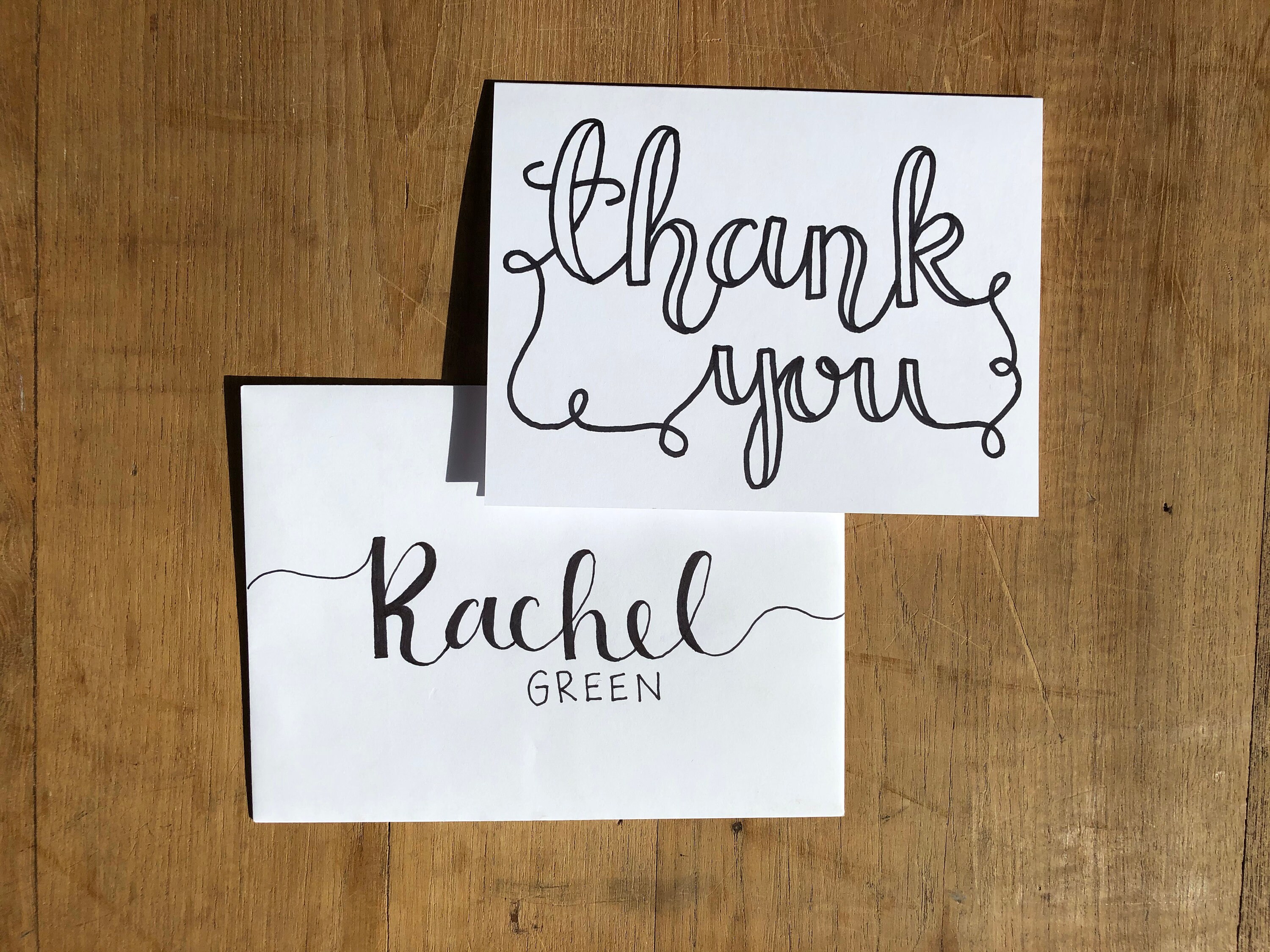 Thank You Greeting Card | Hand Drawn With Personalized Envelope — Blank ...