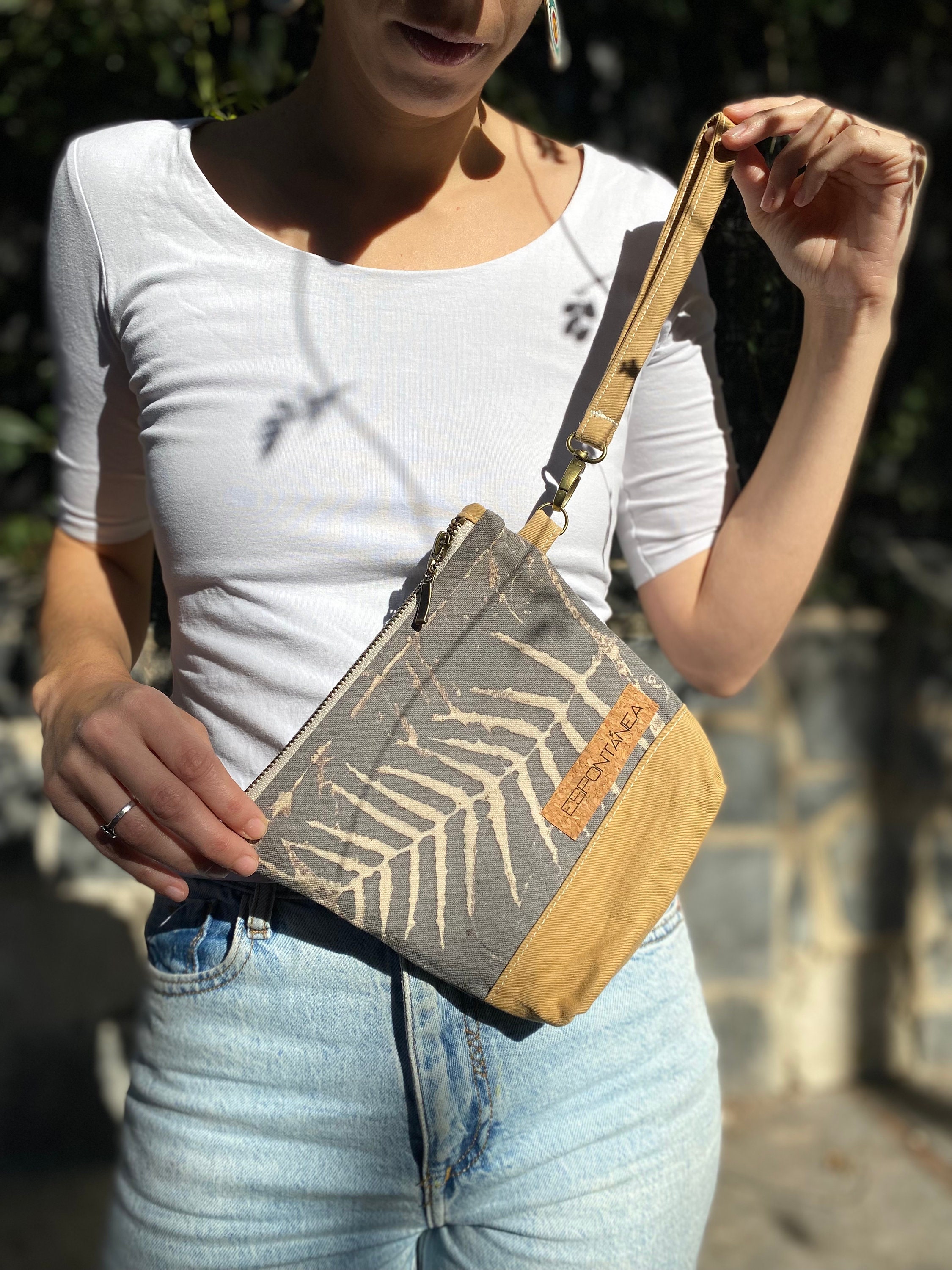 Natural Dye Cosmetic Bag, Eco Print Makeup Bag, Hand Dyed Cotton Canvas ...