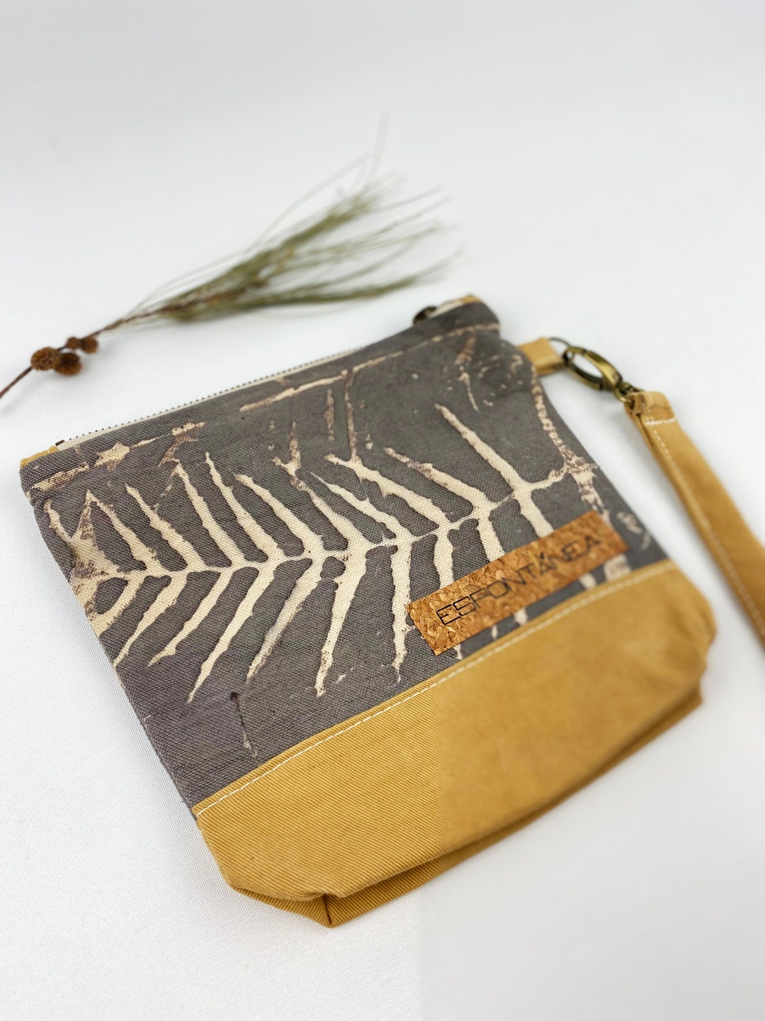 Natural Dye Cosmetic Bag, Eco Print Makeup Bag, Hand Dyed Cotton Canvas ...