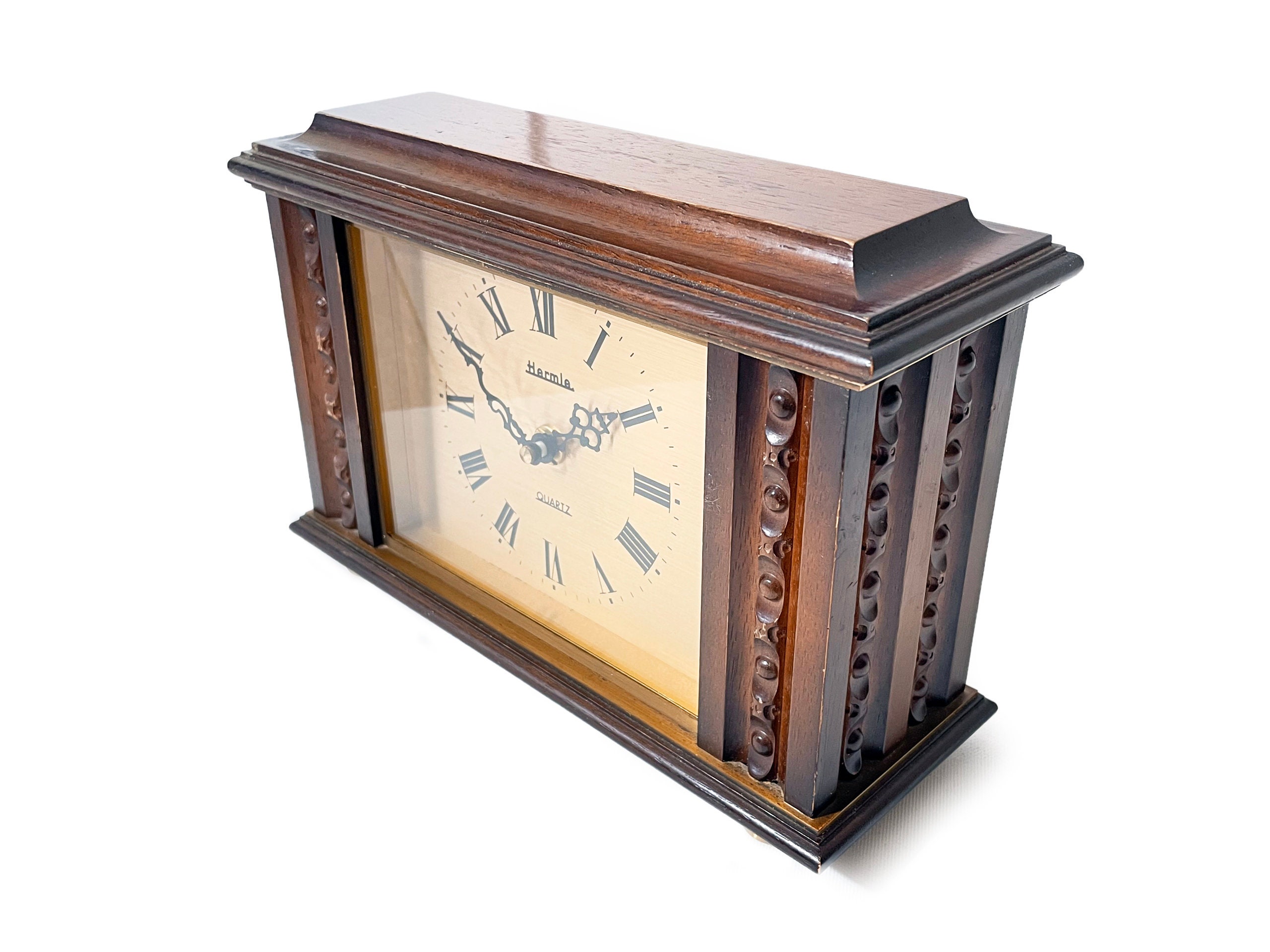 Vintage HERMLE Germany Mantel Clock, Wooden Desk Clock Shelf Table ...