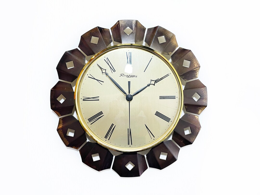 Mid Century Modern Richter Wall Clock Unique, Vintage Sunburst Clock ...