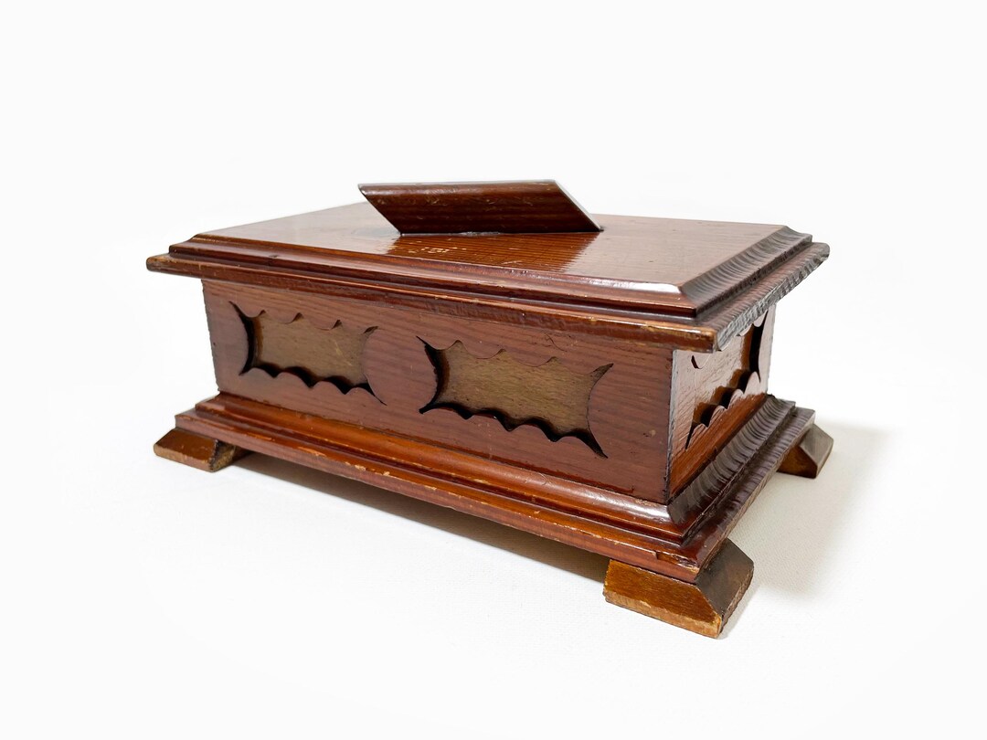 Art Deco Wood Box Storage Box With Cloth Lining, Vintage Keepsake Box ...