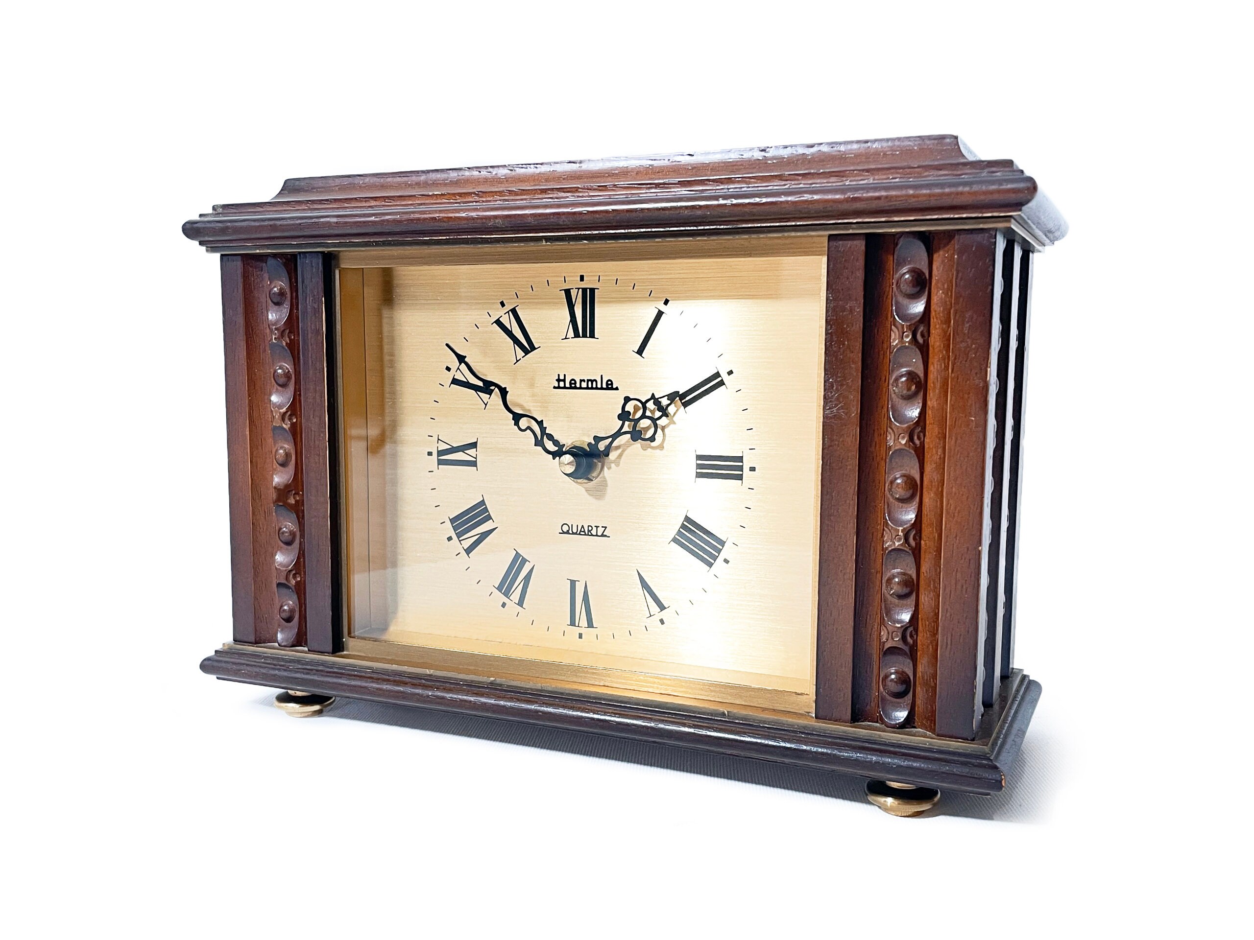 Vintage HERMLE Germany Mantel Clock, Wooden Desk Clock Shelf Table ...