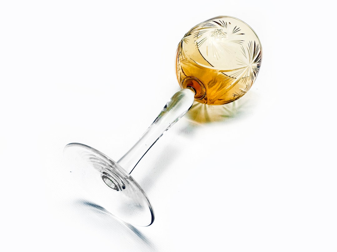 Vintage Colored Cased Crystal Hock Wine Glass, Vintage Barware Yellow ...