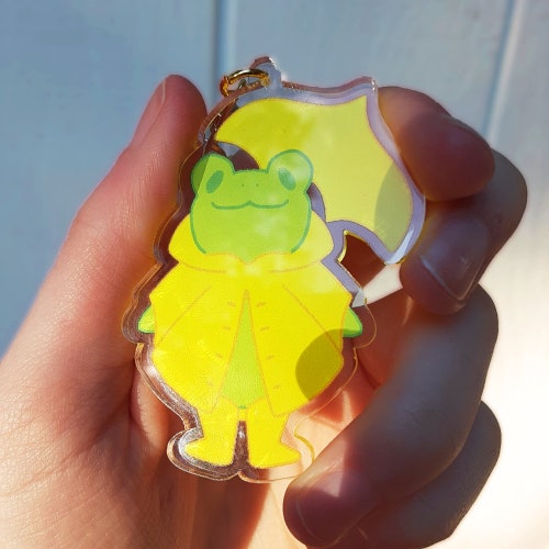 Cute Raincoat Frog Clear Acrylic Charm Keychain Double Sided - Etsy