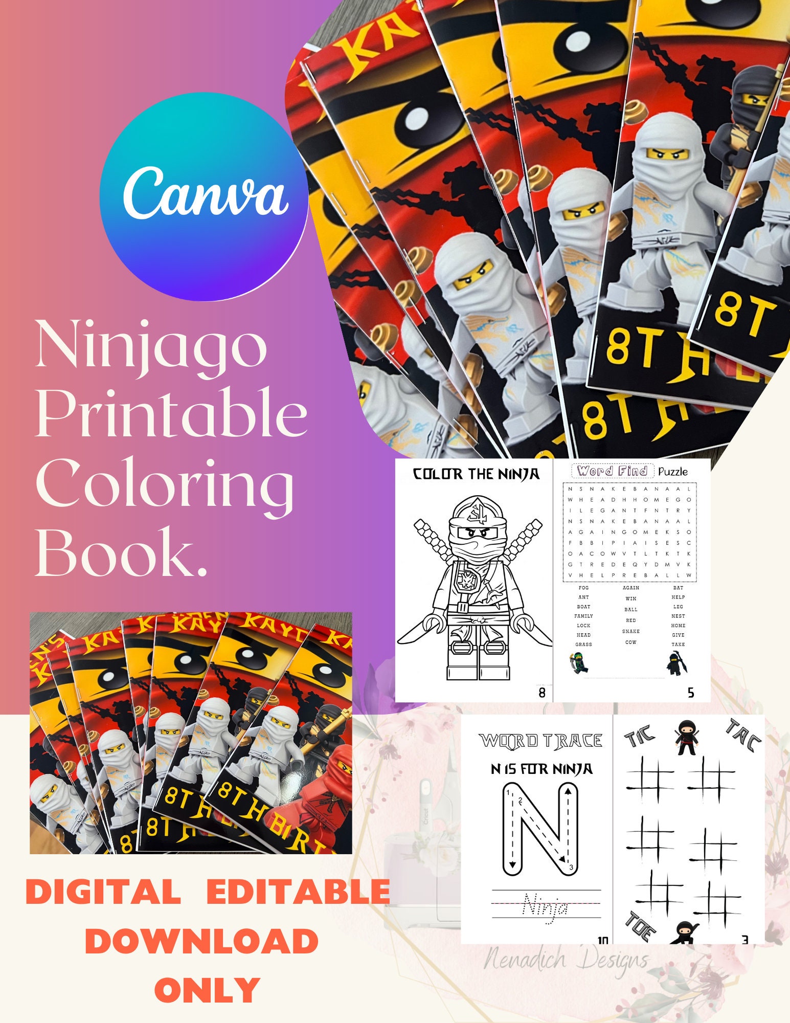 Ninjango Printable Coloring Book - Etsy