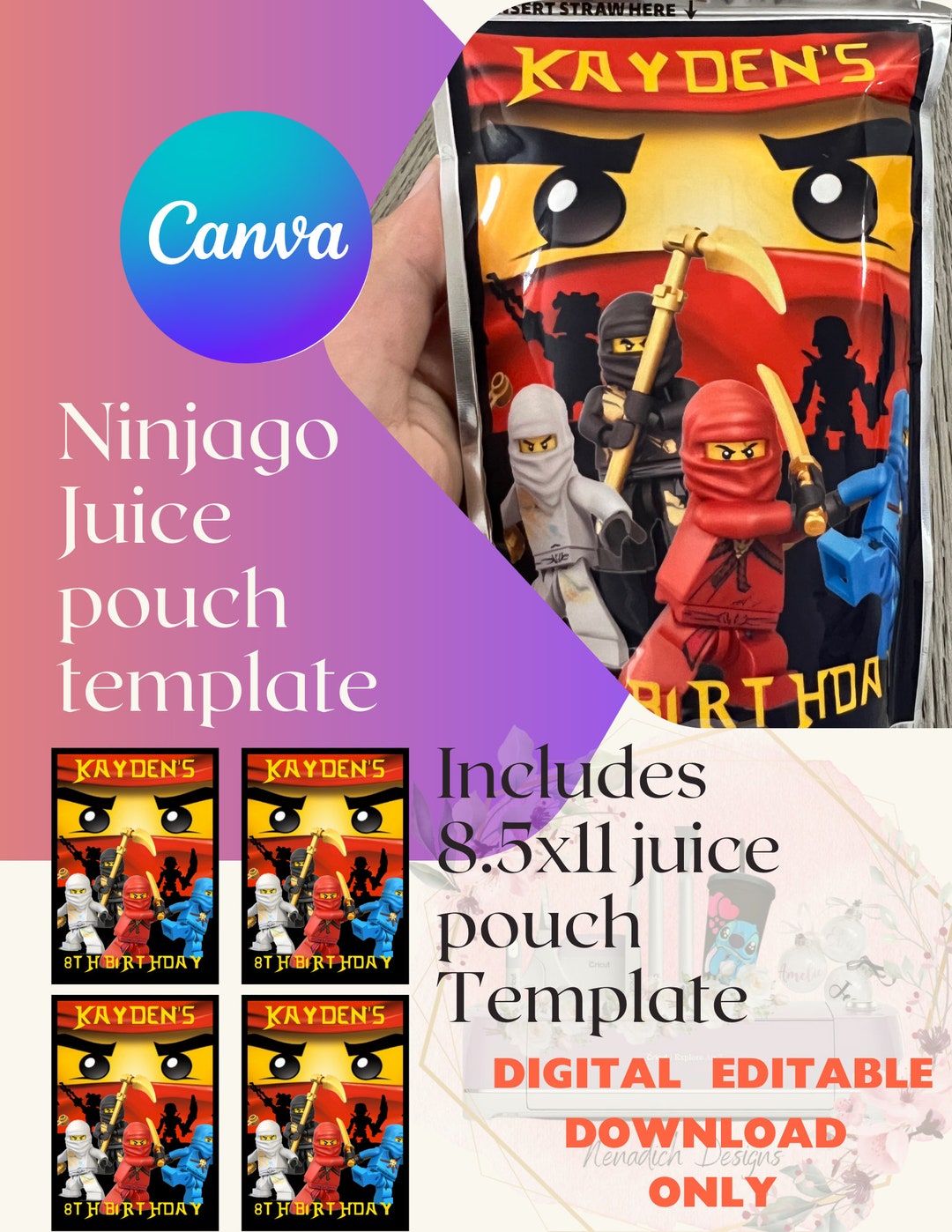 Ninjango Juice Pouch Template - Etsy