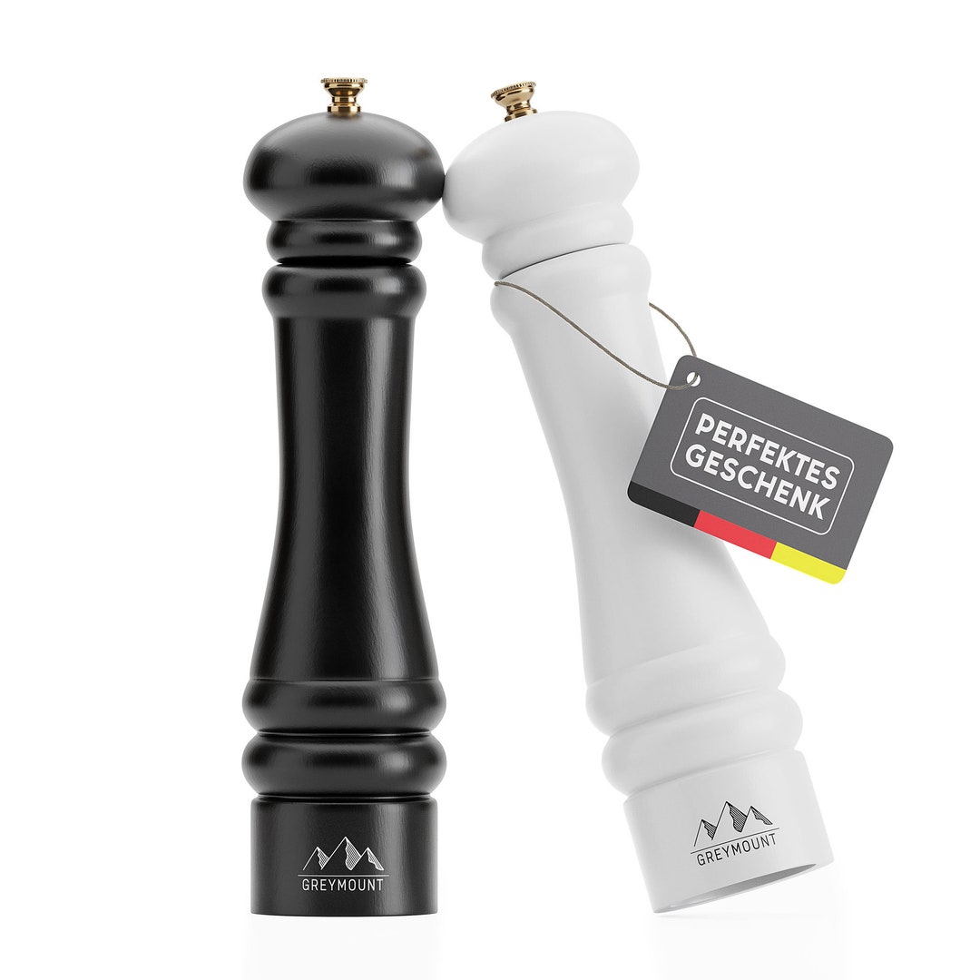 GREYMOUNT Salt and Pepper Mill Set Fine Workmanship Spice Grinder Black ...