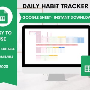 Habit Tracker Spreadsheet, Google Sheets Template, Monthly, Weekly ...
