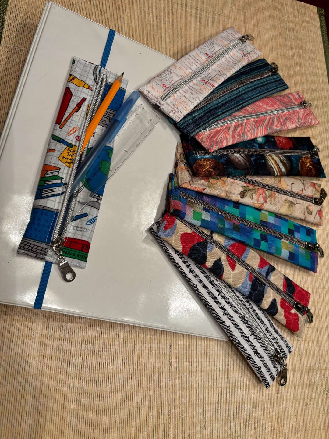 Pencil Case, Sheet Music Case, Pencil Pouch, Hand-made, Elastic for ...