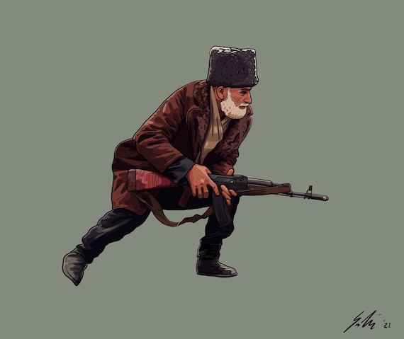 Chechen Fighter Chechen War Digital Illustration - Etsy