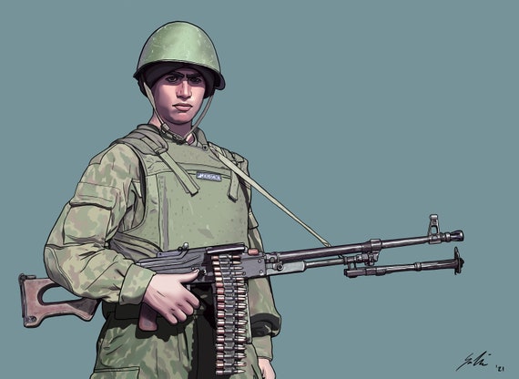 Russian Soldier Chechen War Digital Illustration | Etsy