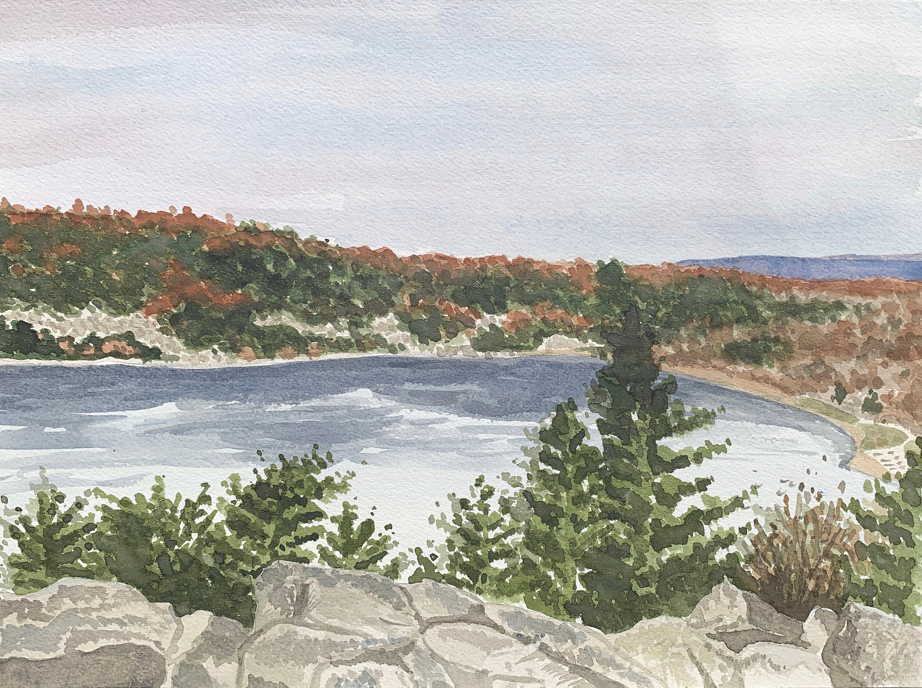 Devil's Lake, Wisconsin | Watercolor Landscape Painting | Wisconsin ...