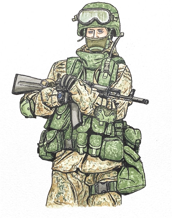 Russian Soldier Watercolor and Ink Military Illustration - Etsy