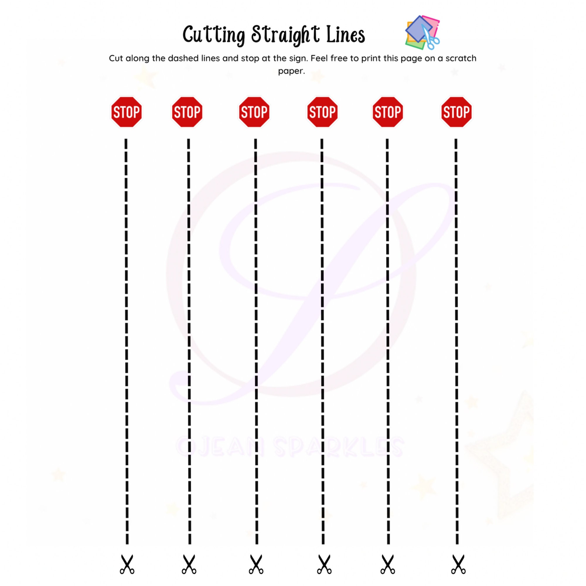 Cutting Straight Lines for Fine Motor Skills, Scissors Cutting Practice ...