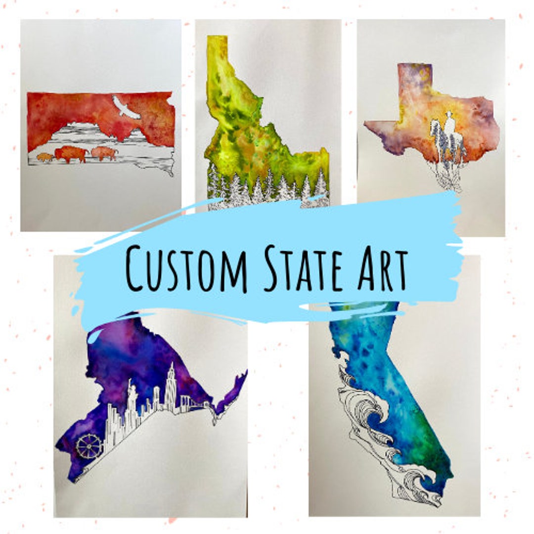 Custom State Watercolor Paintings - Etsy