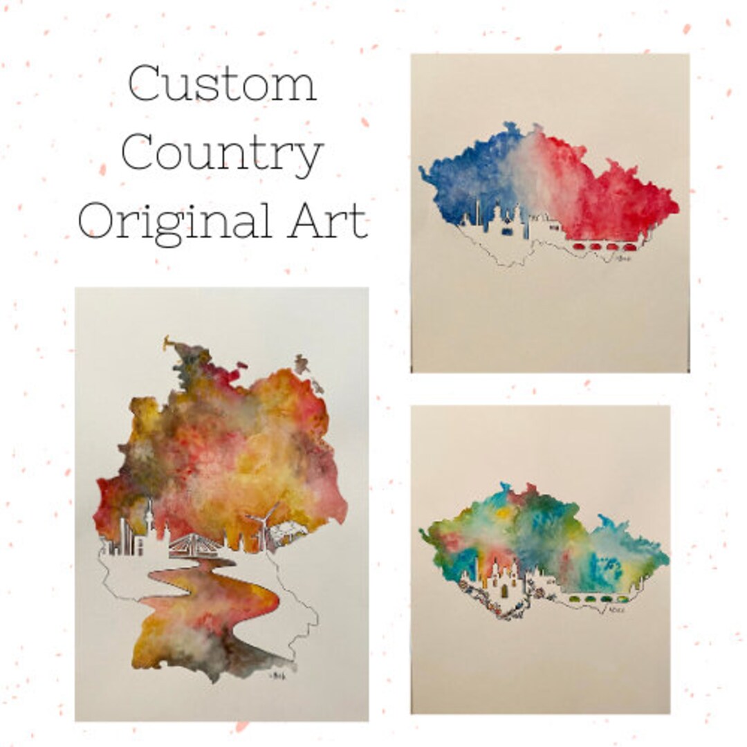 Custom Country Watercolor Paintings - Etsy