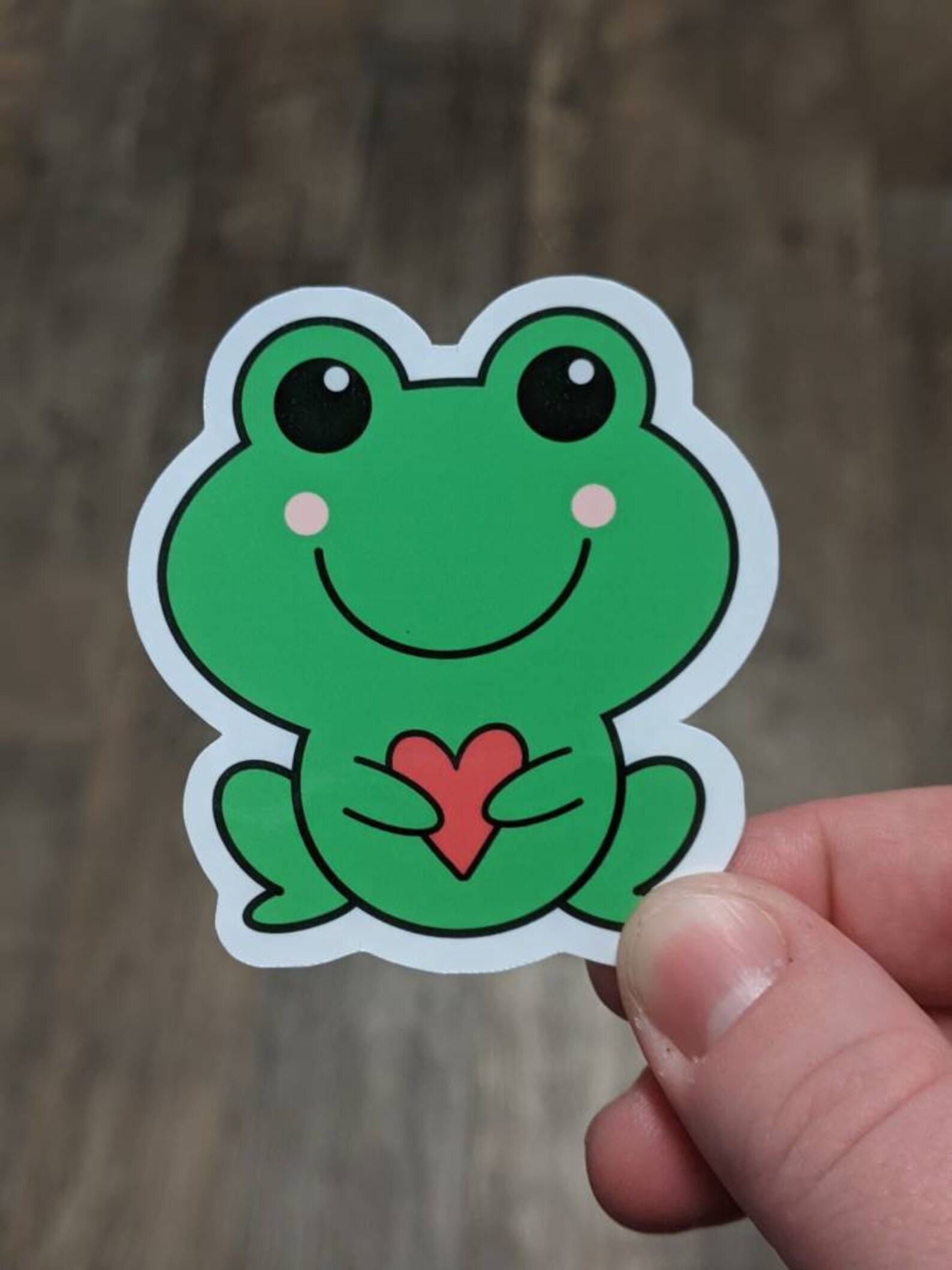 Frog With Heart Die Cut Sticker Cute Frog Sticker Water-resistant Vinyl ...