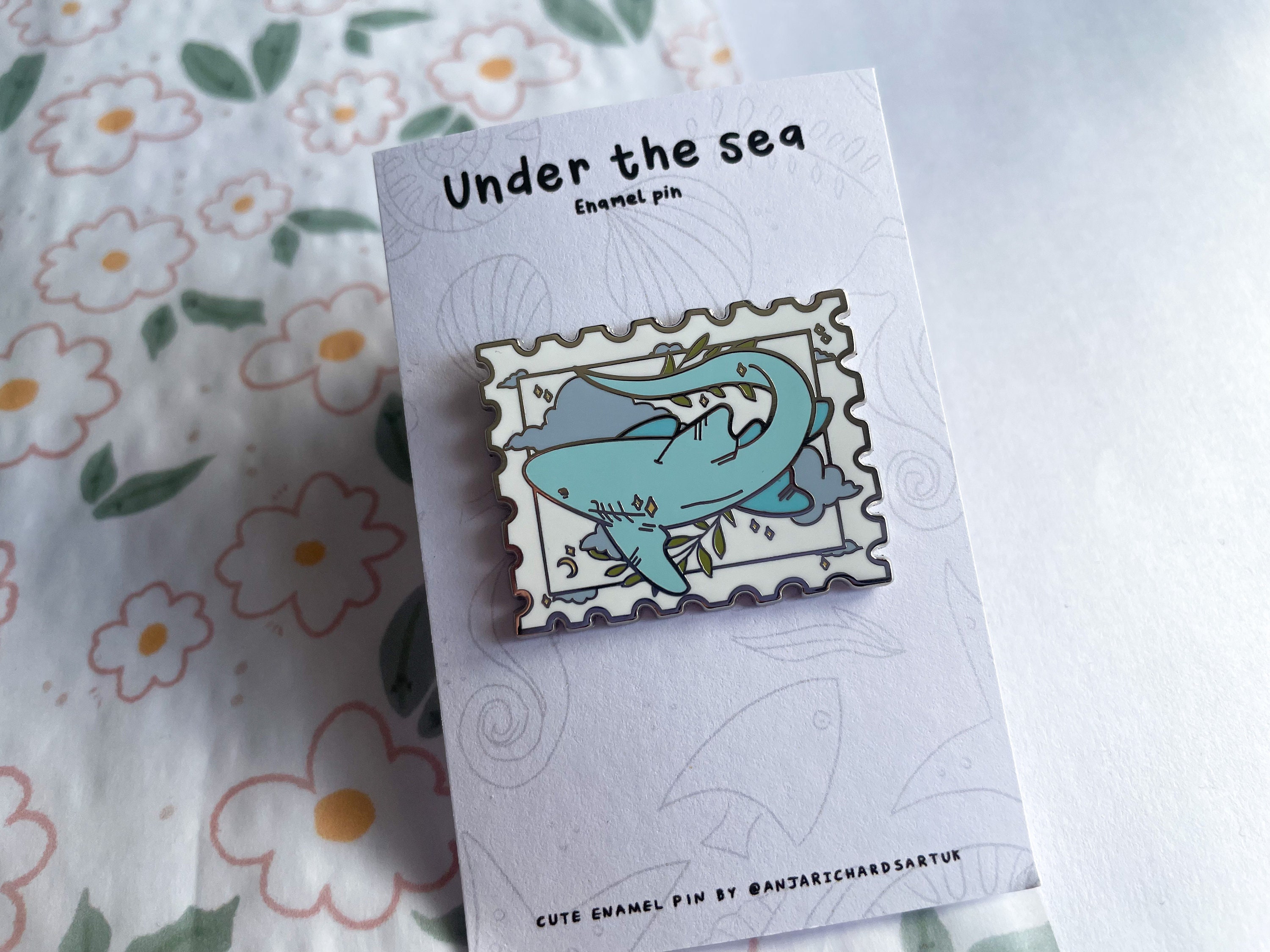 Under the Sea Enamel Pin Shark Pin Cute Shark Stamp Pin - Etsy