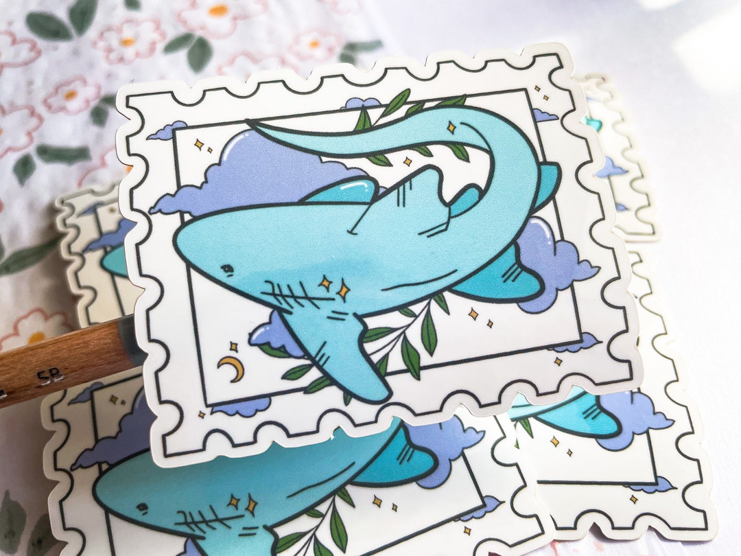 Under the Sea - Shark Stamp Sticker - Cute Sticker - by ...