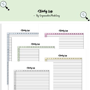 Study Log Study Planner Printable Digital | Etsy