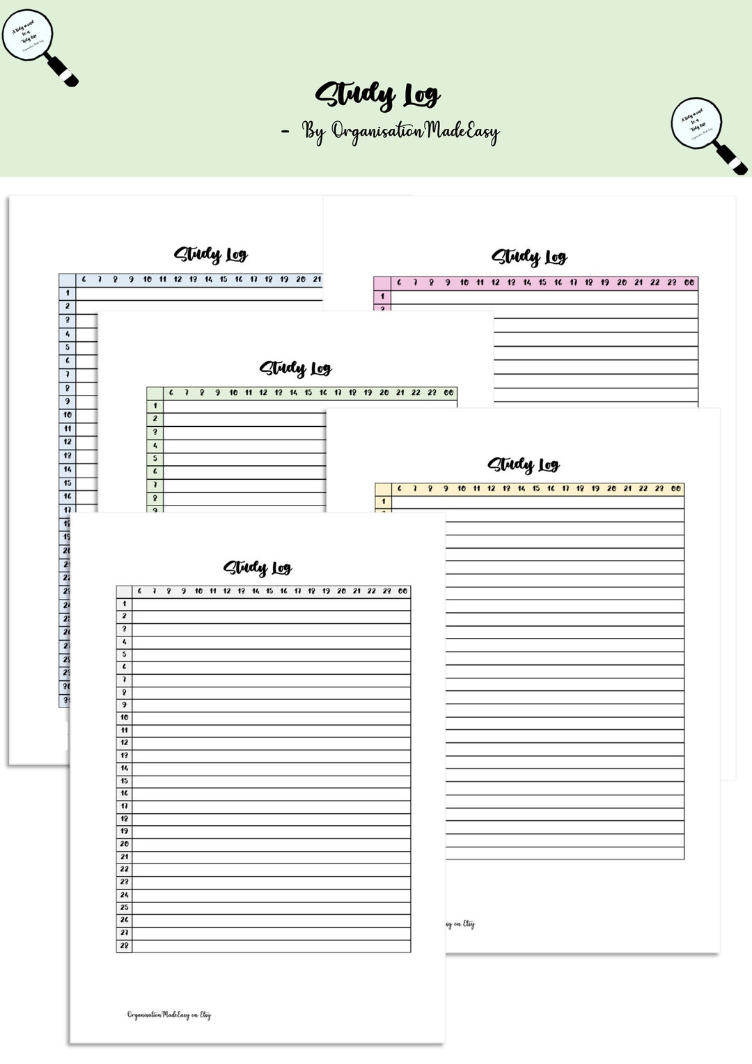 Study Log | Study Planner | Printable | Digital - Etsy