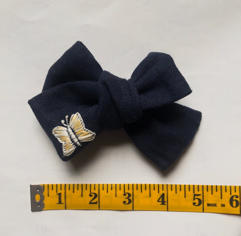 Hand Embroidered Bow Blue Bow Baby Bow Girl Bow Bows - Etsy