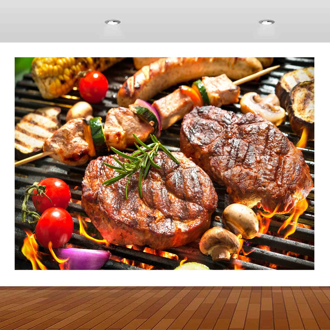 Cafe Shop Display Restaurant Stake Grill House Vinyl Sticker Poster ...