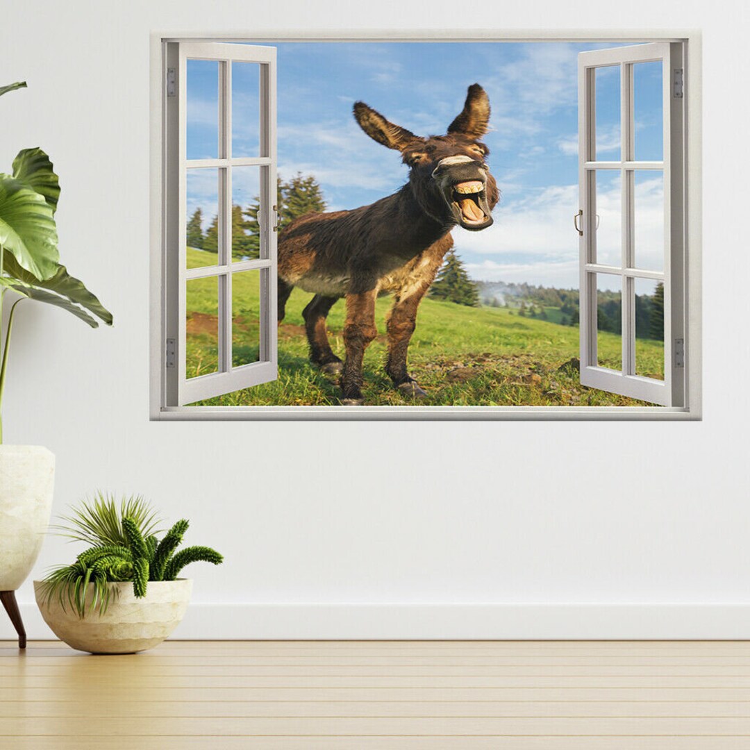Funny Donkey at Sunset 3d Window View Wall Sticker Poster Decal A911 - Etsy