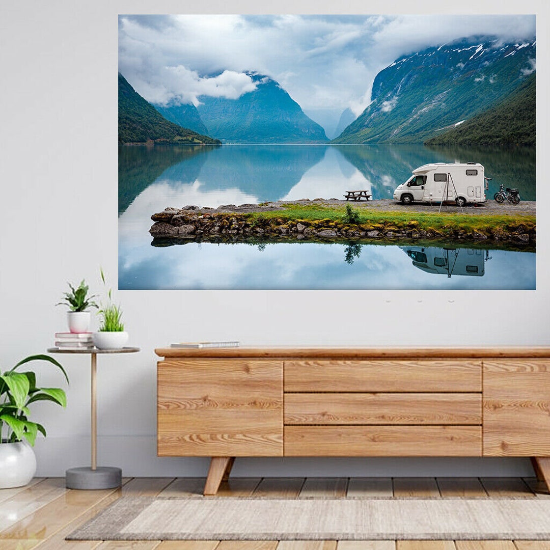 Nature Mountain Lake Trees Scenery 3d View Wall Sticker Poster Decal ...