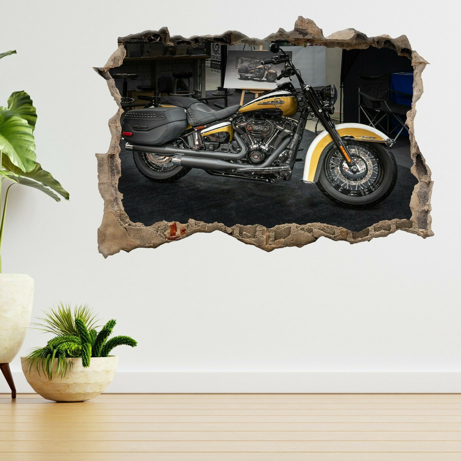 Harley Davidson Motorcycle Bike 3d Smashed View Wall Sticker - Etsy