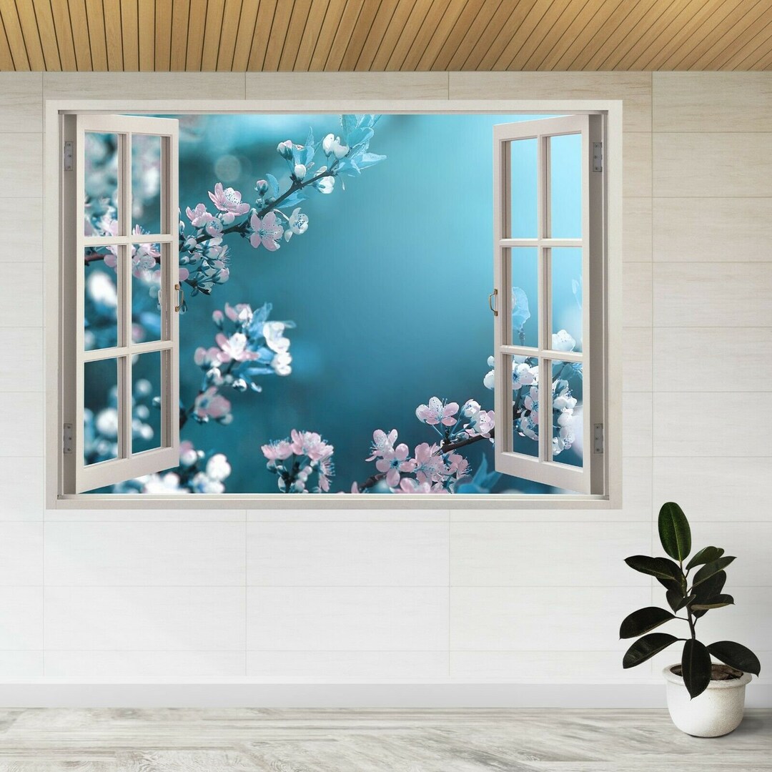 Floral Spring Tree Nature 3d Window View Wall Sticker Poster Decal A107 ...