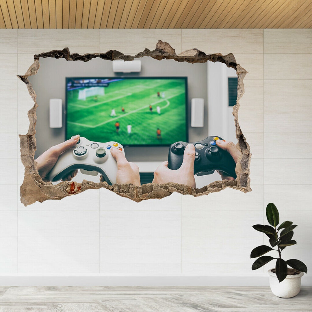 Gamer Gamepad Controller Console 3d Smashed View Wall Sticker Poster ...